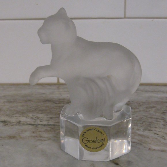 Goebel | Art | Art Deco Lead Crystal Art Glass Big Cat On Base Figurine ...
